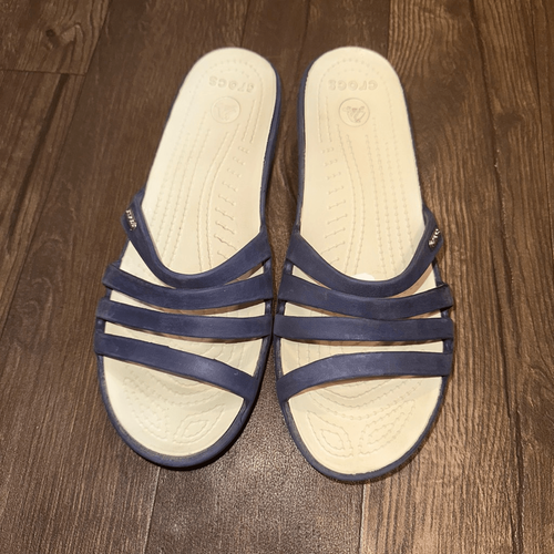 Crocs rubber washable nursing ortho navy 9 wedge sandals | eBay
