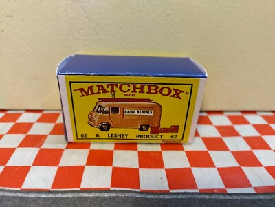 Matchbox Lesney No62 TV Service Van (RADIO RENTALS) EMPTY Repro box ...