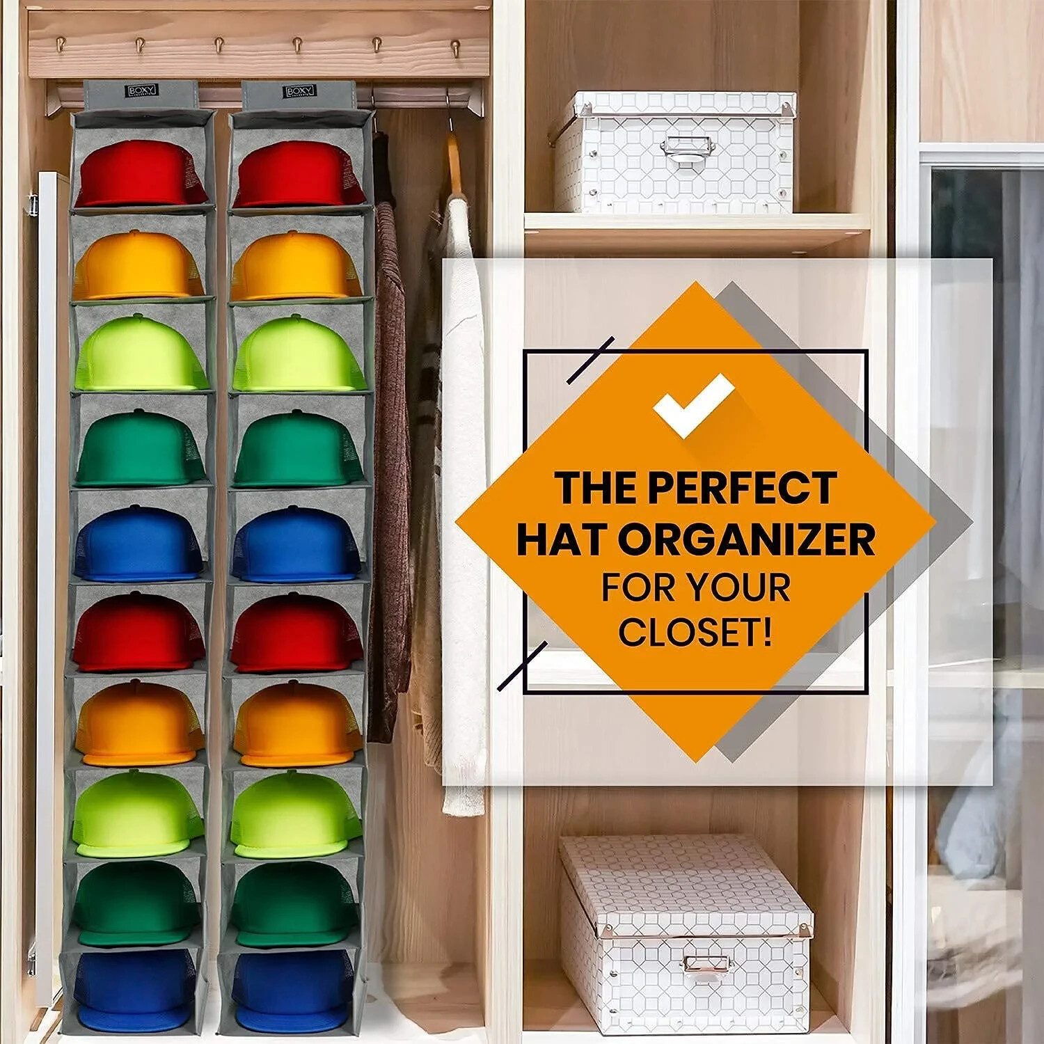 Baseball Hat Rack 10 Shelf Hanging Closet Hat Organizer for Hat Storage ...