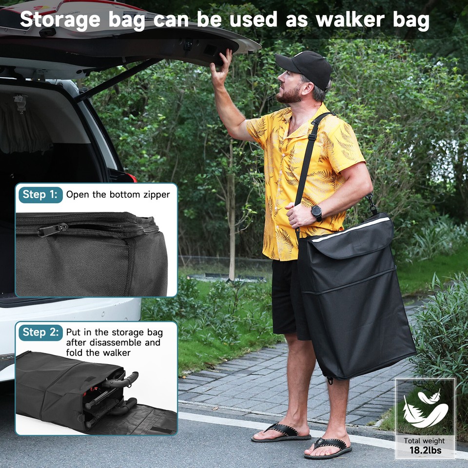 MAXWALK All-Terrain Rollator Walker w/ Non-Pneumatic Tire 4x 8” Rubber ...