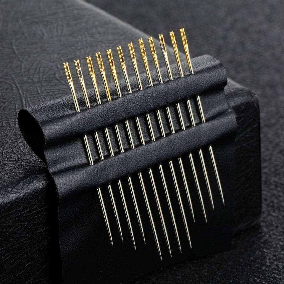 24Pcs Stainless Steel Self-threading Needles Opening Sewing Darning ...