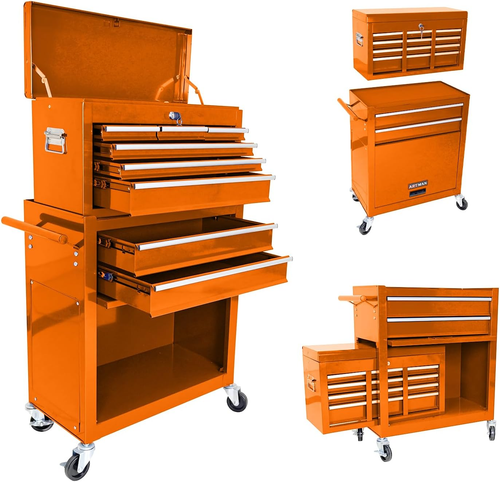 Tool Box with Wheels, 8 Drawer Rolling Tool Chest and 2 Lockers ...