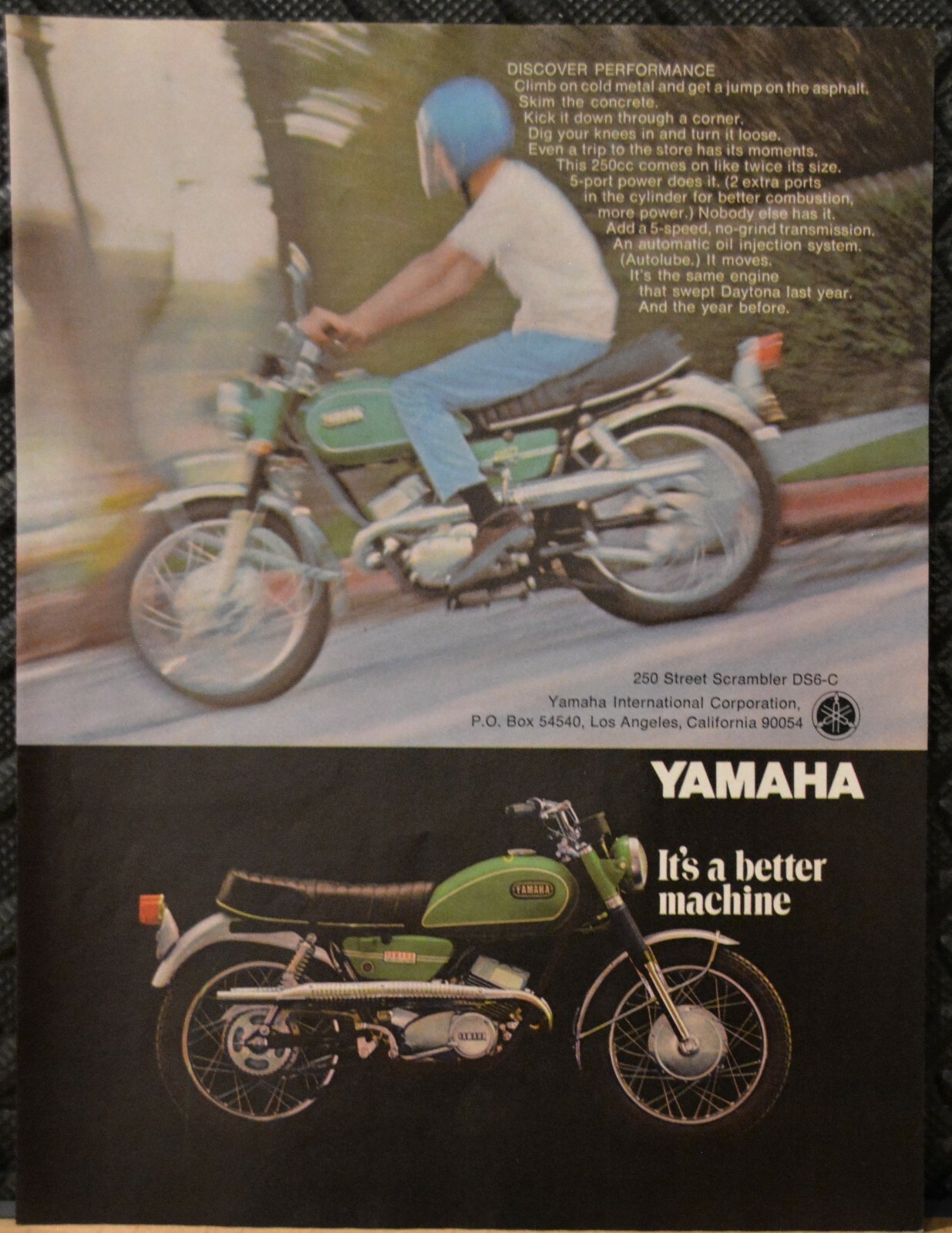 1969 Yamaha 250 Street Scrambler DS6 C Original Motorcycle Print Ad | eBay UK