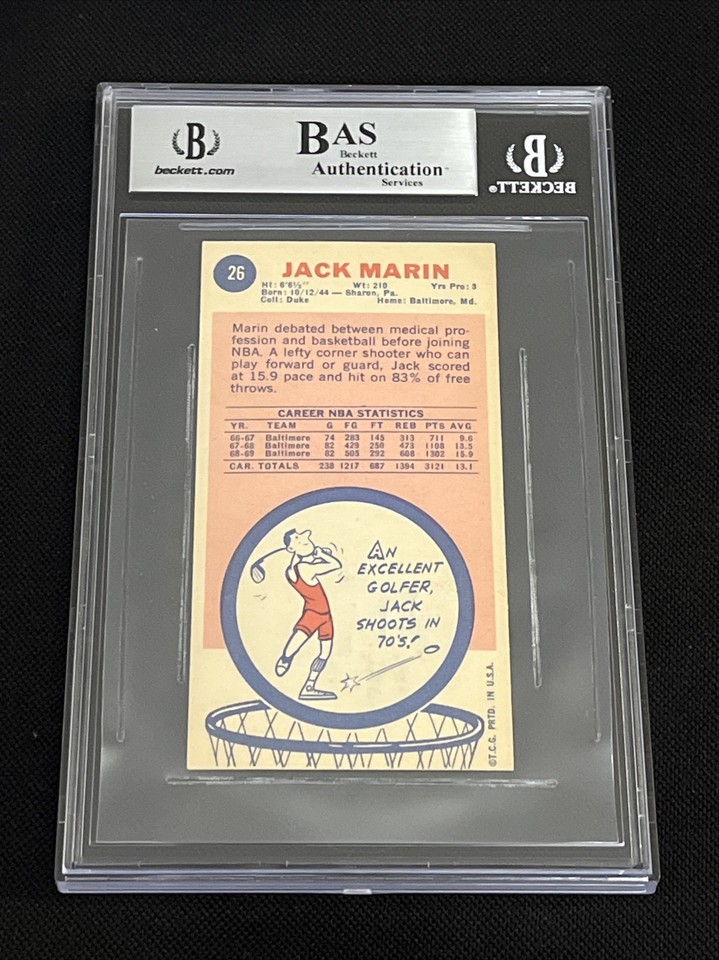 JACK MARIN 1969-70 TOPPS ROOKIE SIGNED AUTOGRAPHED CARD BECKETT BAS ...