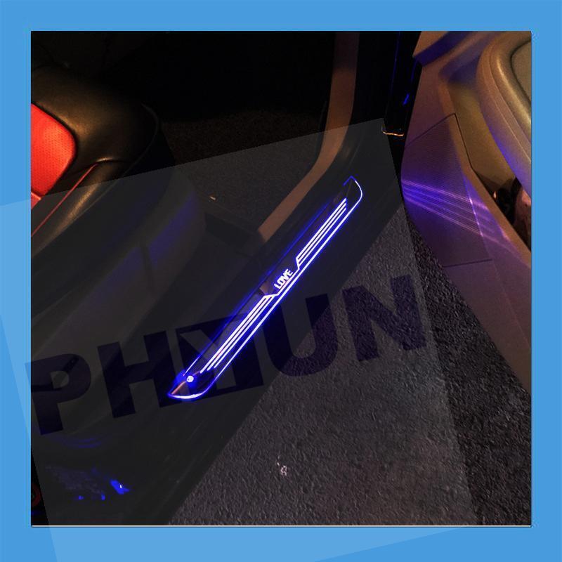 2PCS Blue LED Front Door Sill scuff Cover induction moving light ...