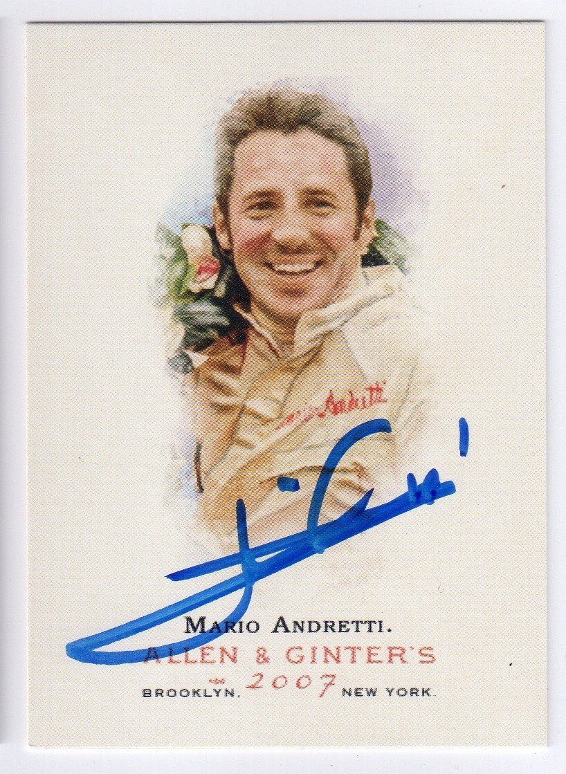 Mario Andretti Signed 2007 Topps Allen & Ginter's Card #19 Autograph | eBay