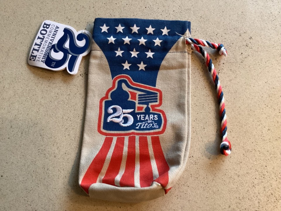 Tito's Vodka 25th Anniversary Embroidered Canvas braided Drawstring ...