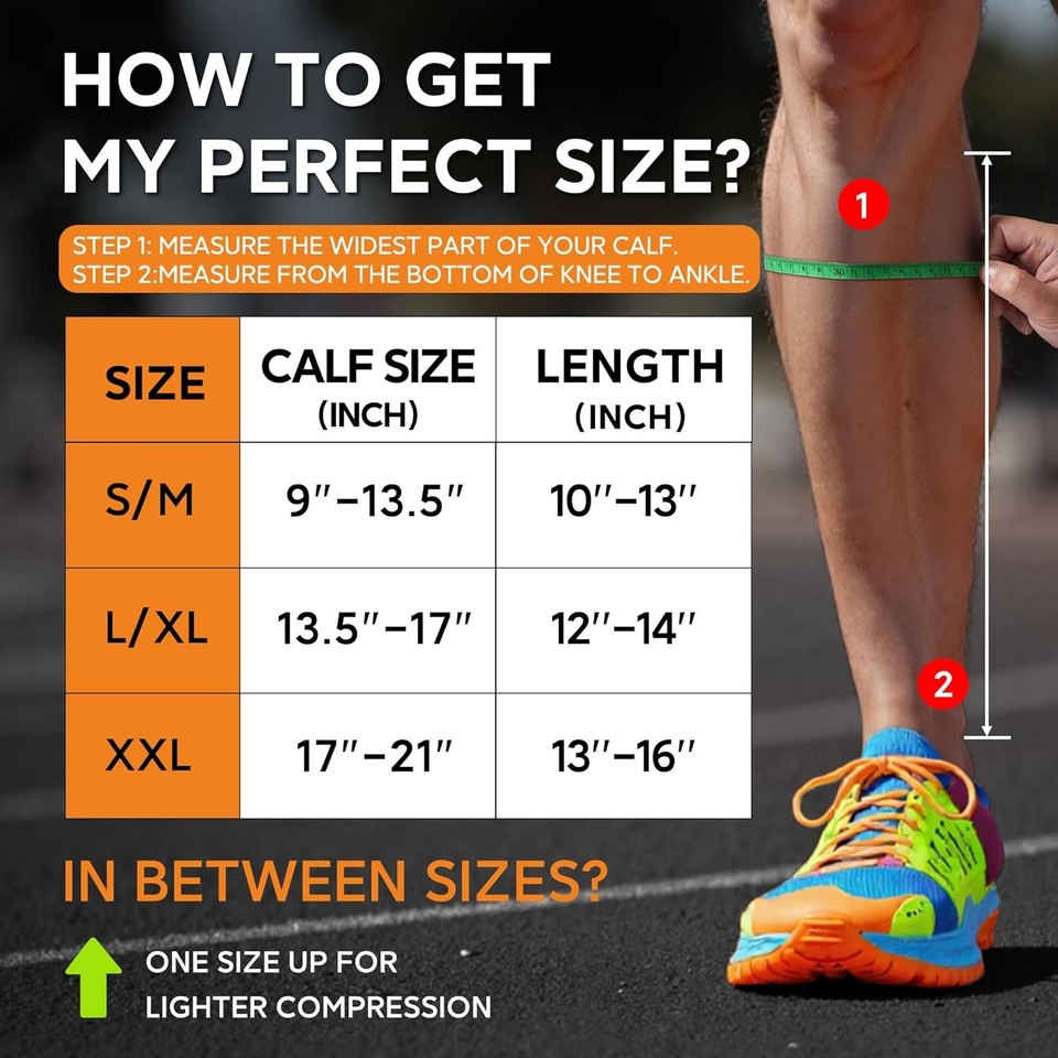 NEWZILL Calf Compression Sleeve for S/M (see Size Chart), Stripes Black ...