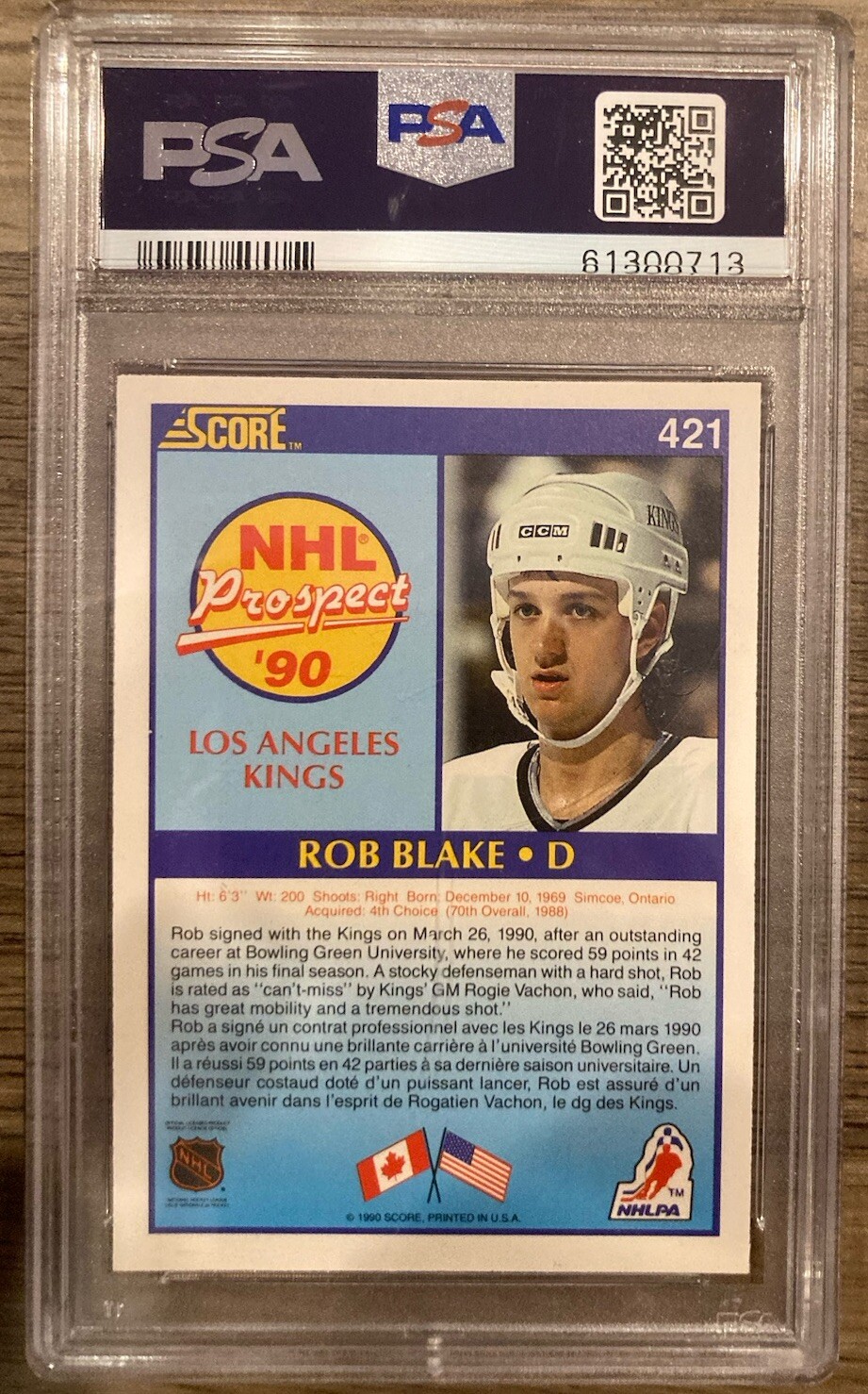 1990 SCORE CANADIAN #421 ROB BLAKE RC Rookie Card HOF KINGS PSA 10 | eBay