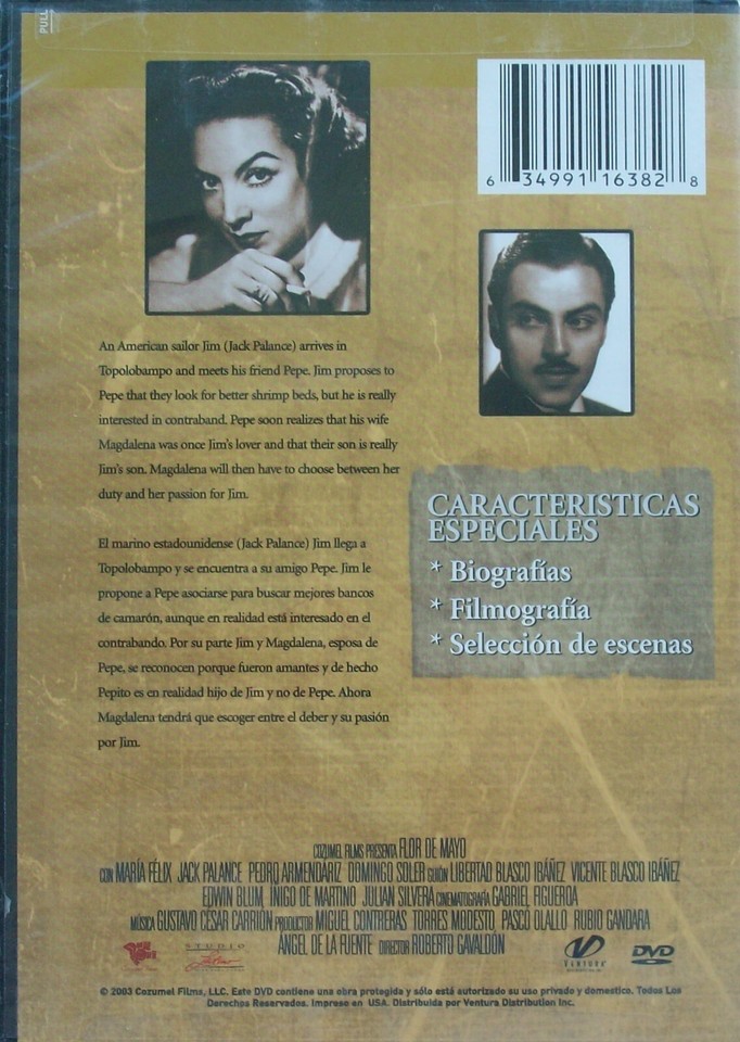 Roberto Gavaldon Flor de Mayo (DVD, 2003, Spanish) Jack Palance, Maria ...