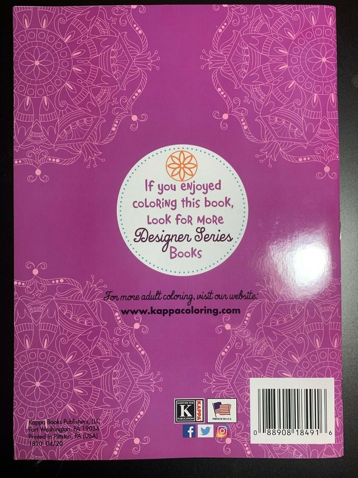KAPPA ADULT DESIGNER SERIES MANDALAS COLOR BOOK NEW, RELAXING PATTERNS ...