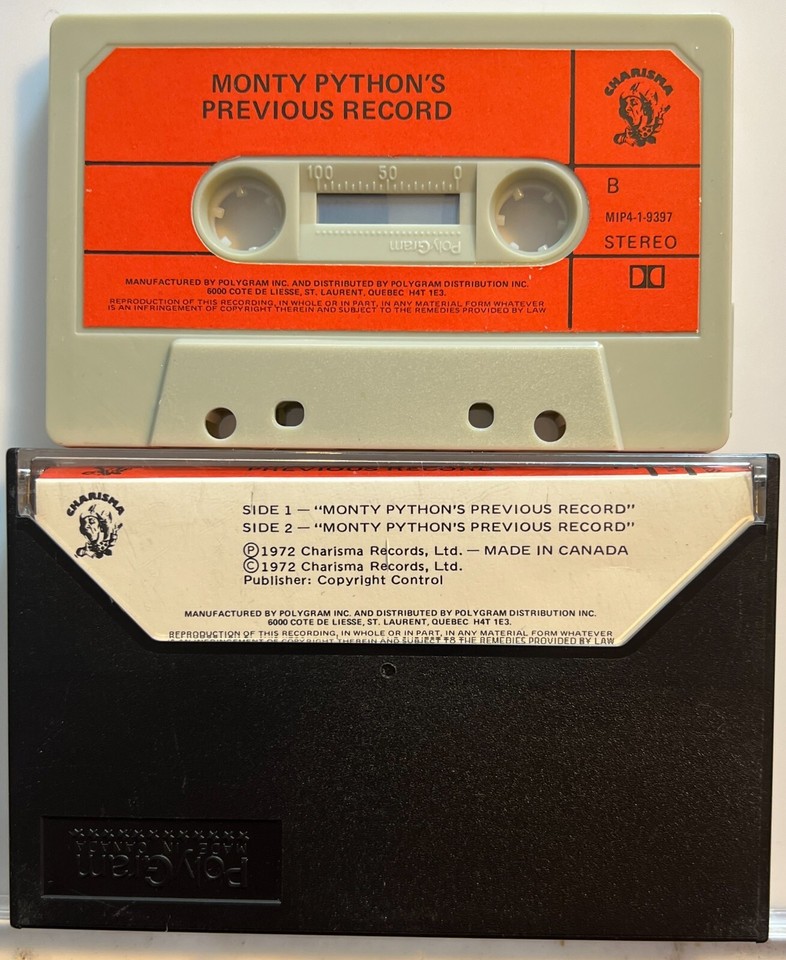 Monty Python : Previous Record (Cassette Tape 1972 Charisma) *Rare* *Very Good* | eBay