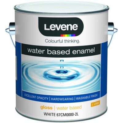 LEVENE 2 LITRE WATER-BASE-ENAMEL GLOSS FACTORY WHITE colour paint ...