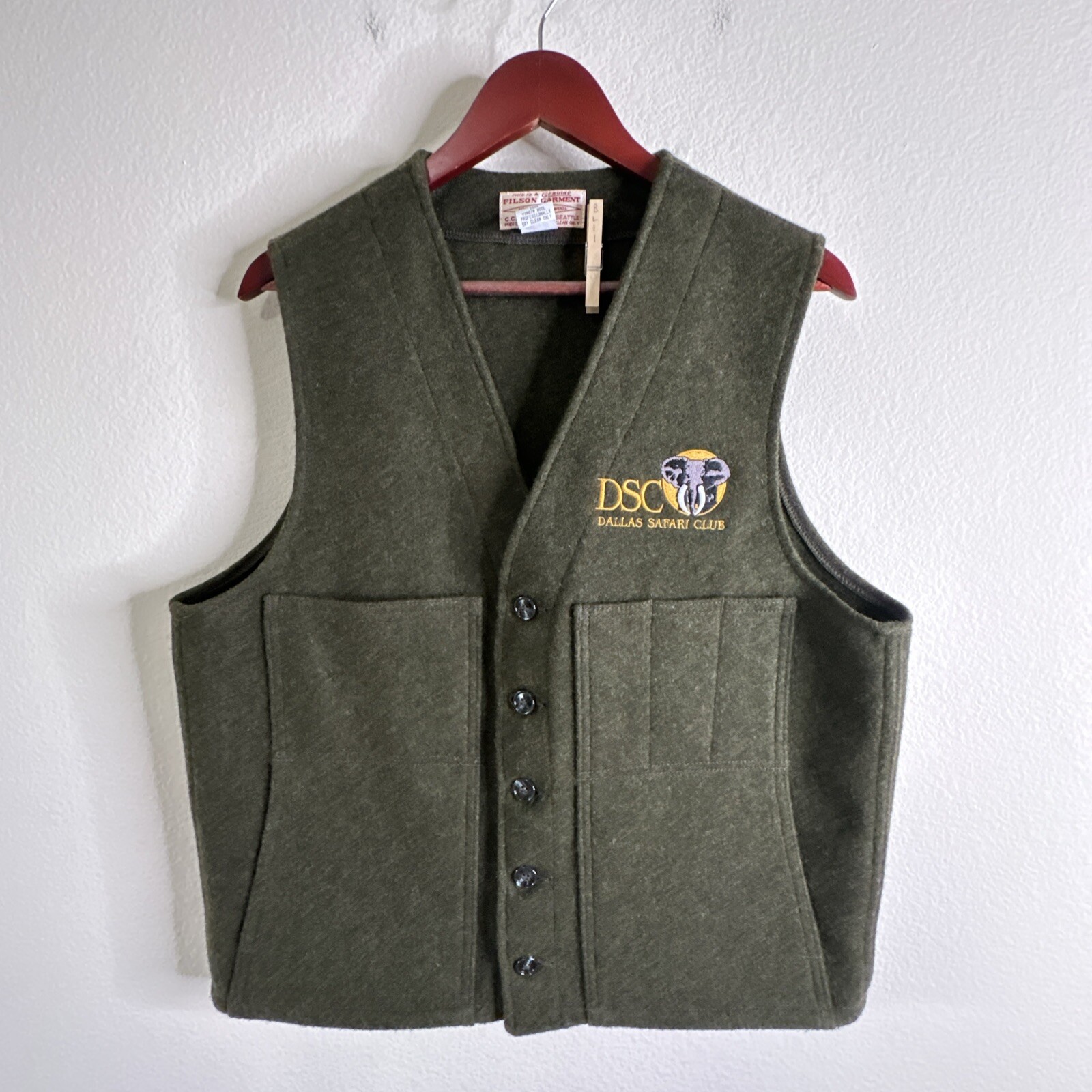 CC Filson Vest Green Mackinaw Virgin Wool Western Hun… - Gem