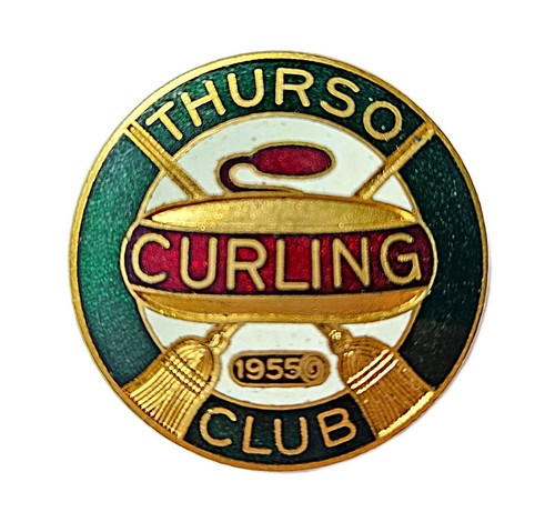 Thurso Curling Club 1955 Brooch Enamel Scully Montreal Vintage Curling ...