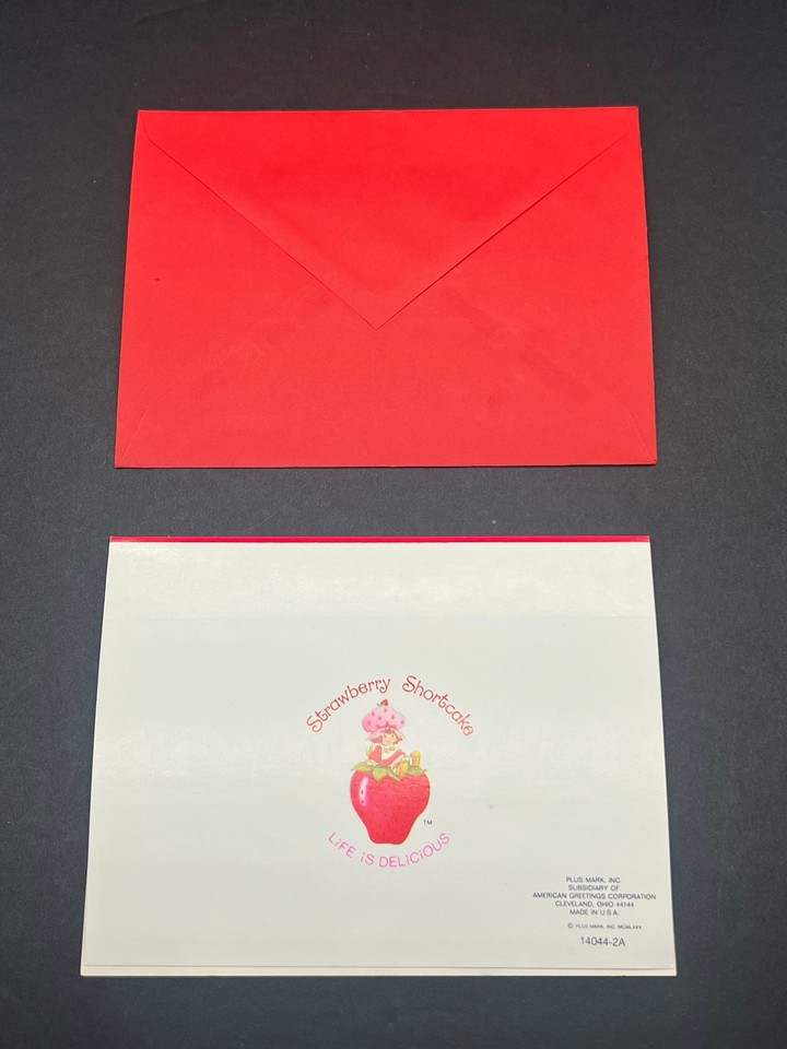 Vintage Strawberry Shortcake 1980 Christmas Card + Envelope Holiday ...