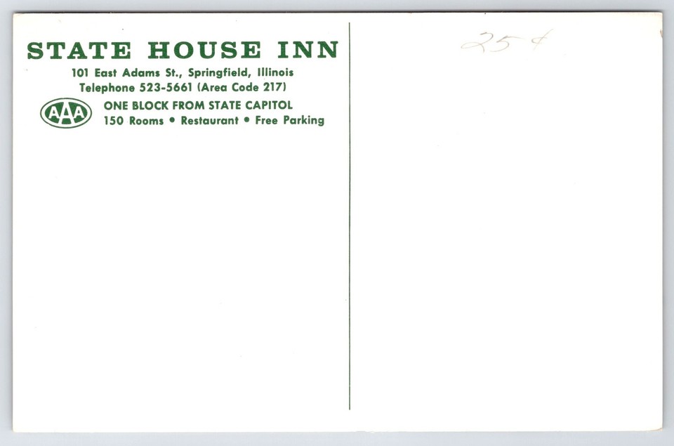 Postcard IL Springfield Illinois State House Inn Pool Chrome Vintage PC ...