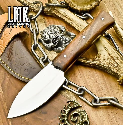 LMK Custom Hand Forged Skinner Knife AUS-8 Steel Walnut Wood Sports ...