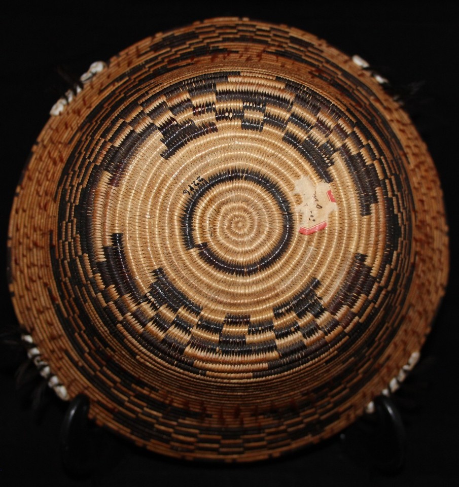 Vintage Pomo Basket with Feathers and Shell Beads | eBay
