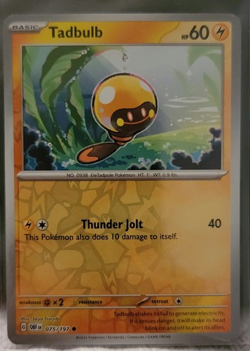 Pokemon TCG Card Tadbulb 075/197 S&V Obsidian Flames Reverse Holo NM | eBay