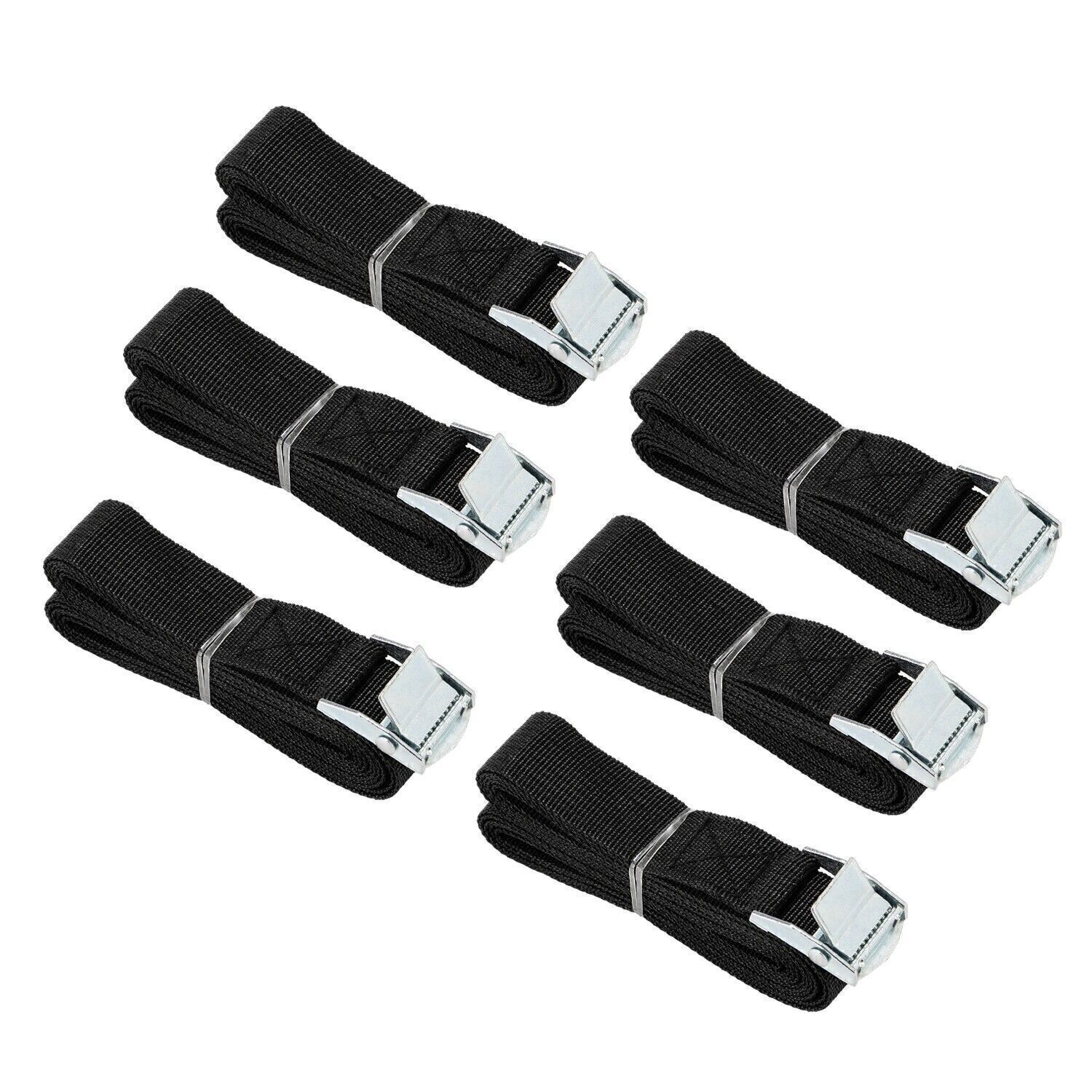 6 x Heavy Duty Ratchet Tie Down Straps Car Roof Rack Belts Quick ...