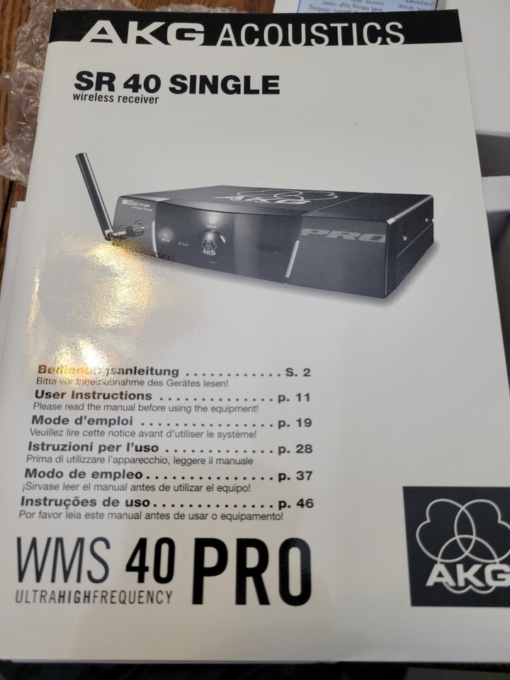 AKG WMS 40 PRO Single PRO SR 40 Stationary Receiver w/ Power Supply New ...