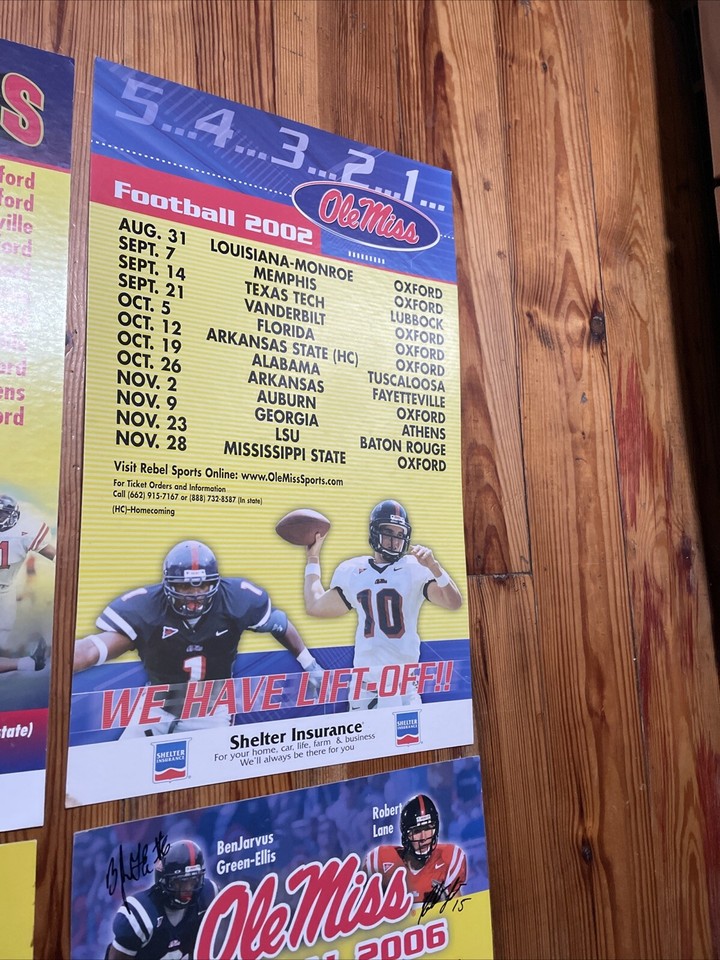 Lot Ole Miss Rebels Large Football Poster Schedules 2000,2002,2004,2006 ...