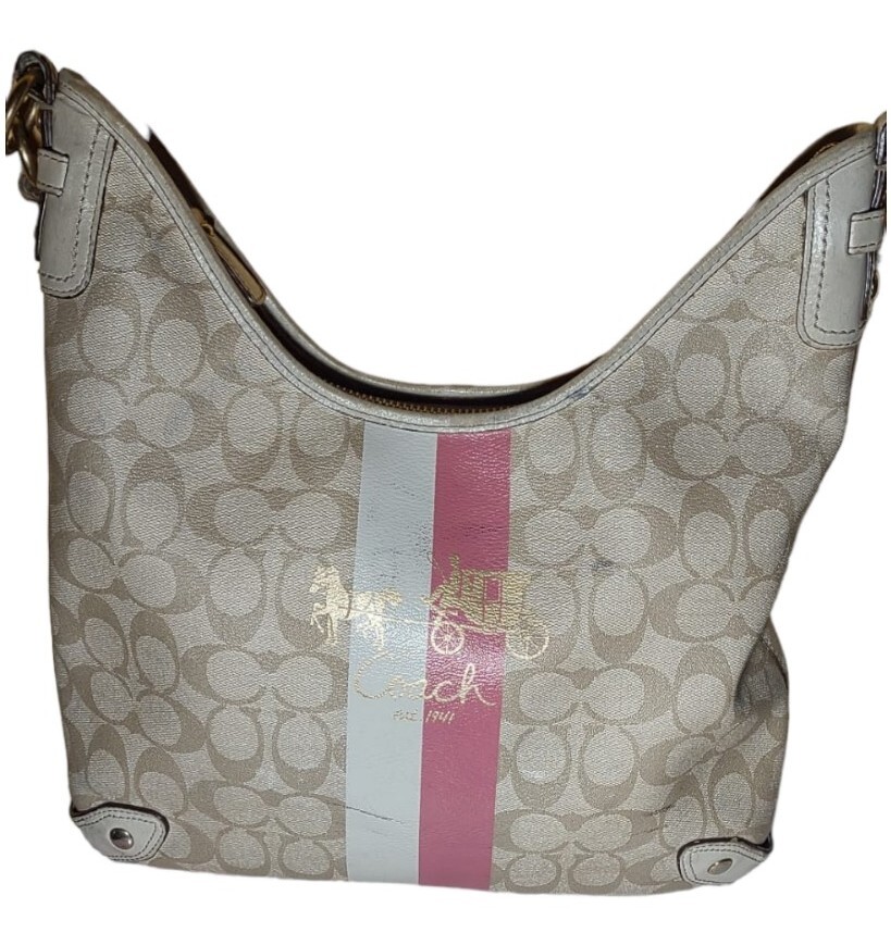 Coach Chelsea Signature Stripe Heritage Pink Canvas H… - Gem