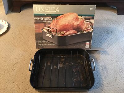 LARGE ONEIDA ALUMINUM NON STICK ROASTING PAN WITH V RACK - PICK UP ONLY ...