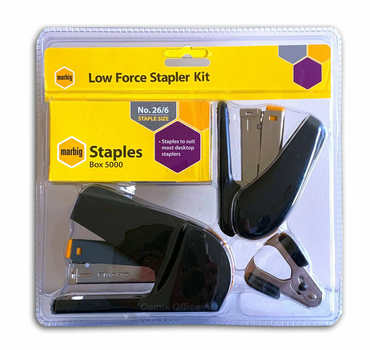 Marbig Low Force Stapler Kit + Stapler Remover + 5000 staples + 2 ...