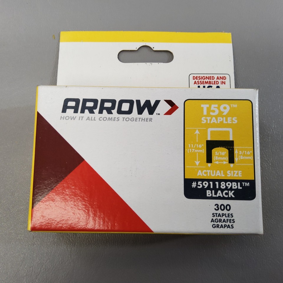 New Arrow 591189BL Staples T59 Black Coated Steel 5/16-Inch 2pks Of 300 Count | eBay