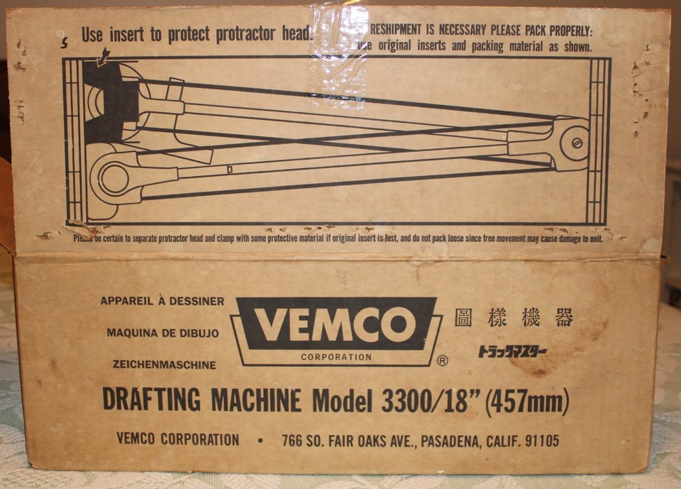 Vintage VEMCO Precision Drafting Machine Model 3300/18" Made in USA ...