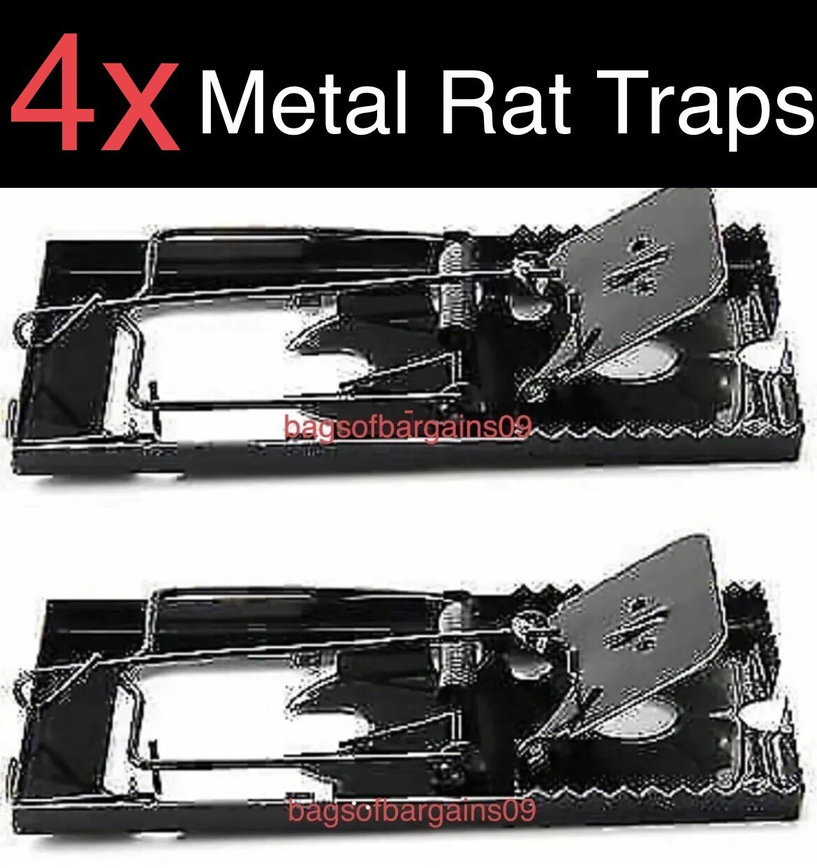4 X Large Rat Catching Metal Traps Heavy Duty Snap Mouse Trap Bait Pest ...
