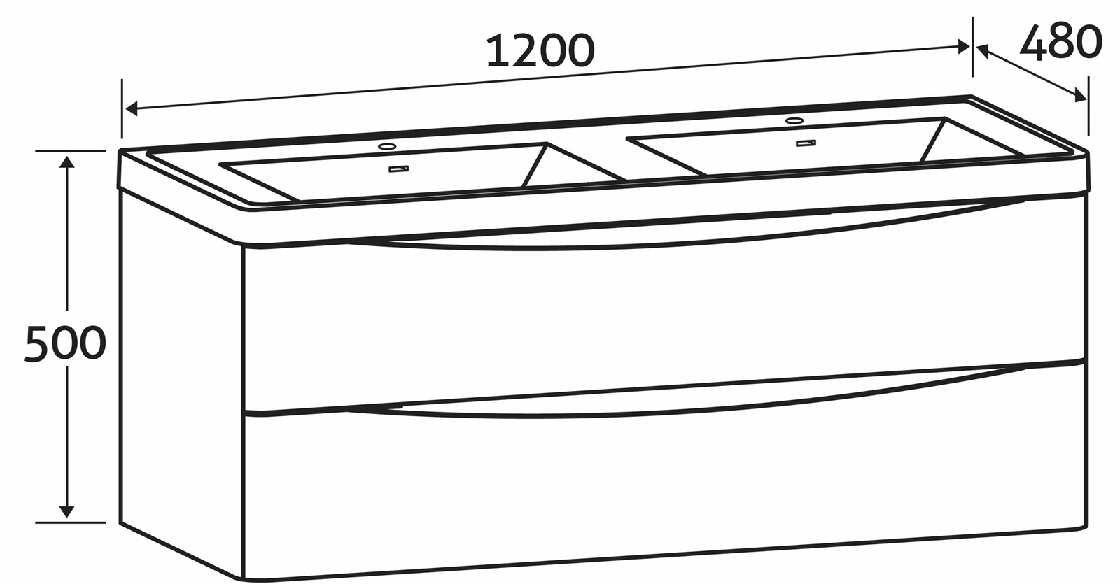 White Wall Hung Two Drawer Eaton 1200mm Bathroom Vanity Unit & Grey ...