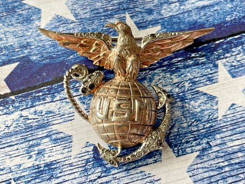 Stunning U.S. Marine Corps Sweetheart Brooch EGA Sterling Silver WWI ...