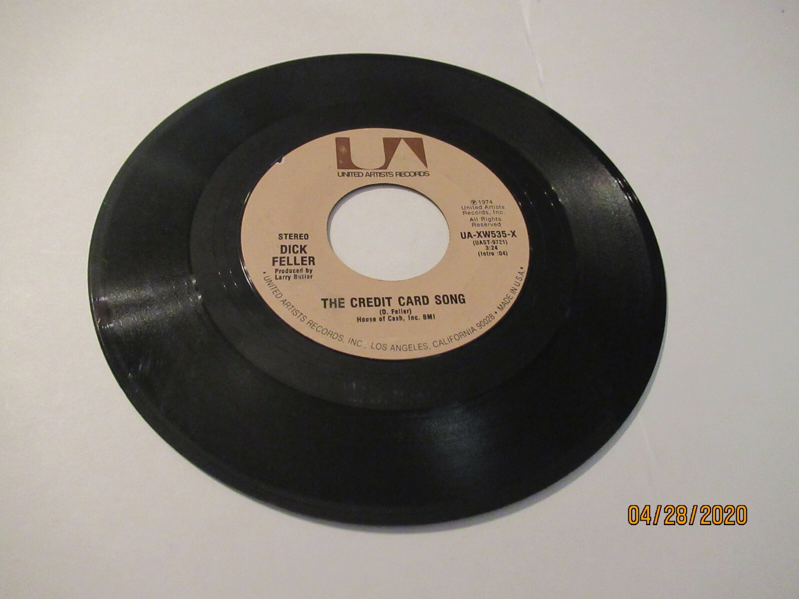 Dick Feller: The Credit Card Song / Just Short Of The Line / 45 Rpm ...