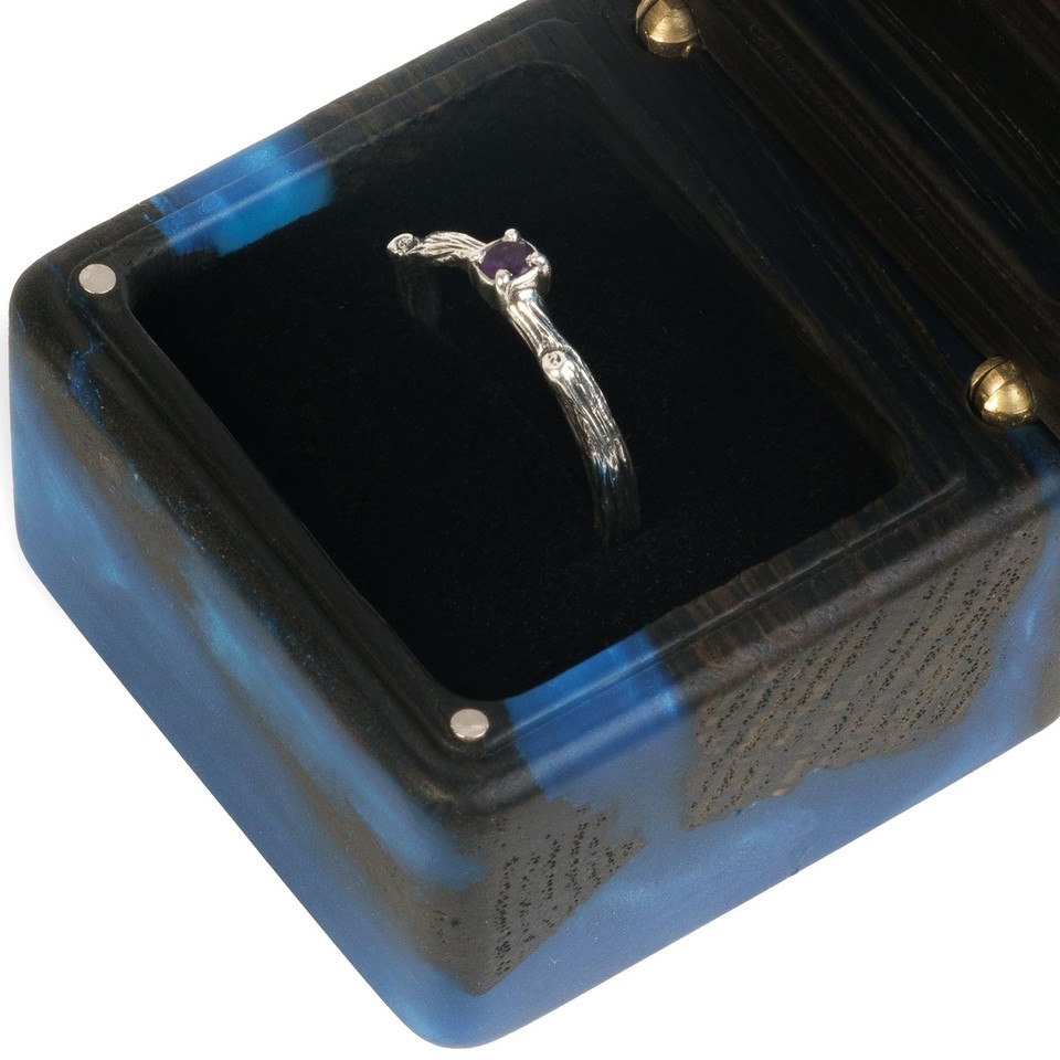 MUSE - Deep Blue Resin & Wood Engagement Ring Box | Wooden Proposal ...