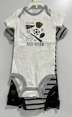 Carters Baby Boy All-Star 3-Pc Cotton Set 2 Bodysuits & Pants Football ...