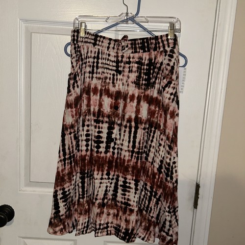 LULAROE MARSHA BUTTON UP MIDI Skirt Red Brown White Tie Dye Small | eBay