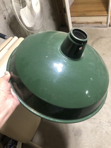 Old Tin And Green Enamel Antique Barn Lamp Shade For Screw In ...
