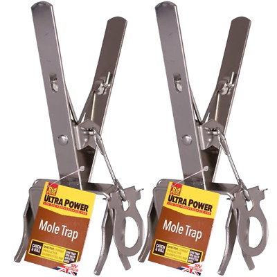 2 x Mole Vole Claw Scissor Traps Heavy Duty Professional Quick Kill ...