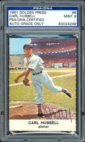 1961 Golden Press Carl Hubbell Autographed/Signed PSA/DNA MINT 9 high ...