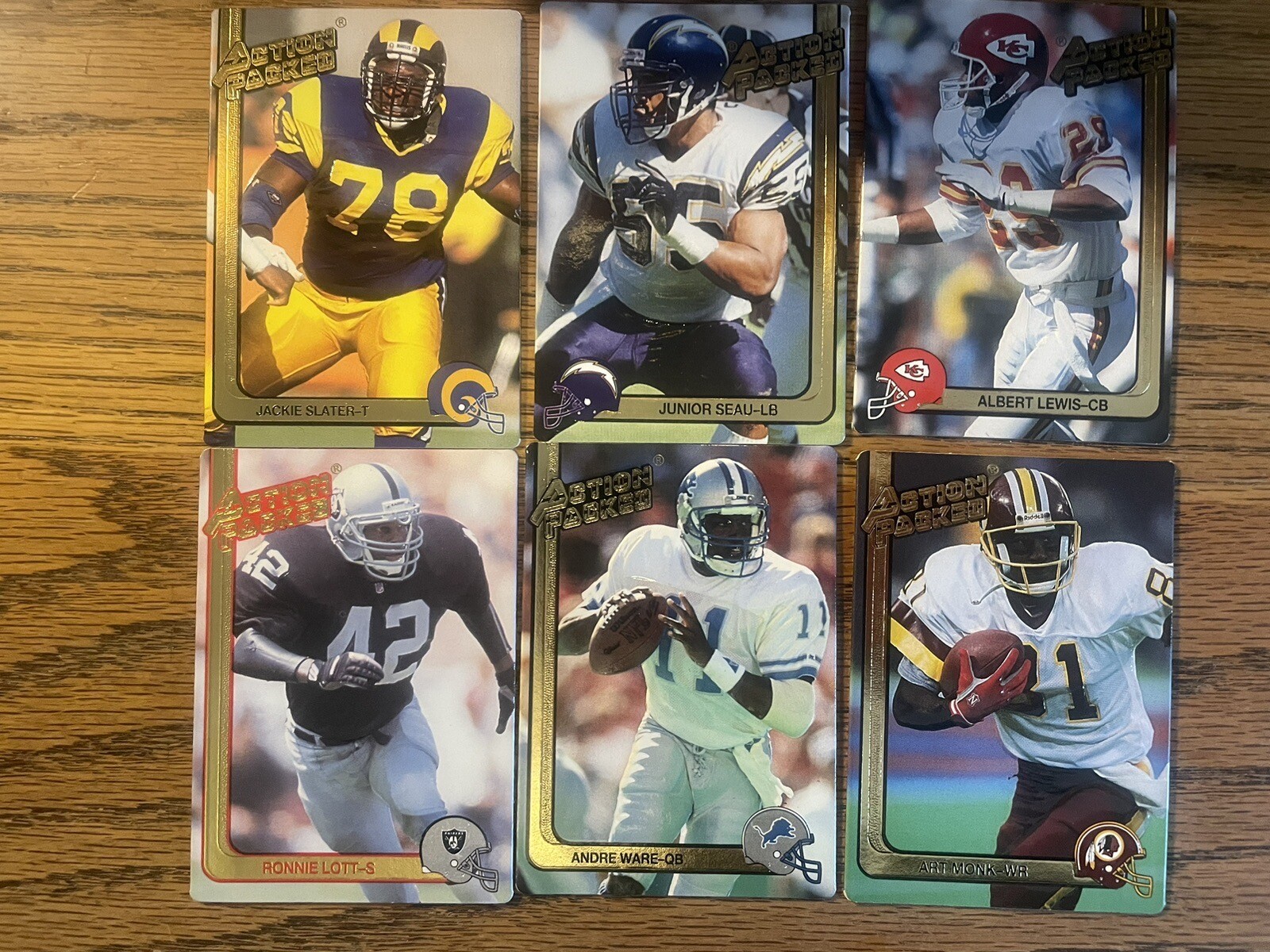 1991 ACTION PACKED FOOTBALL CARDS LOT 60 STARS-MINORS-COMMONS NR. MT ...
