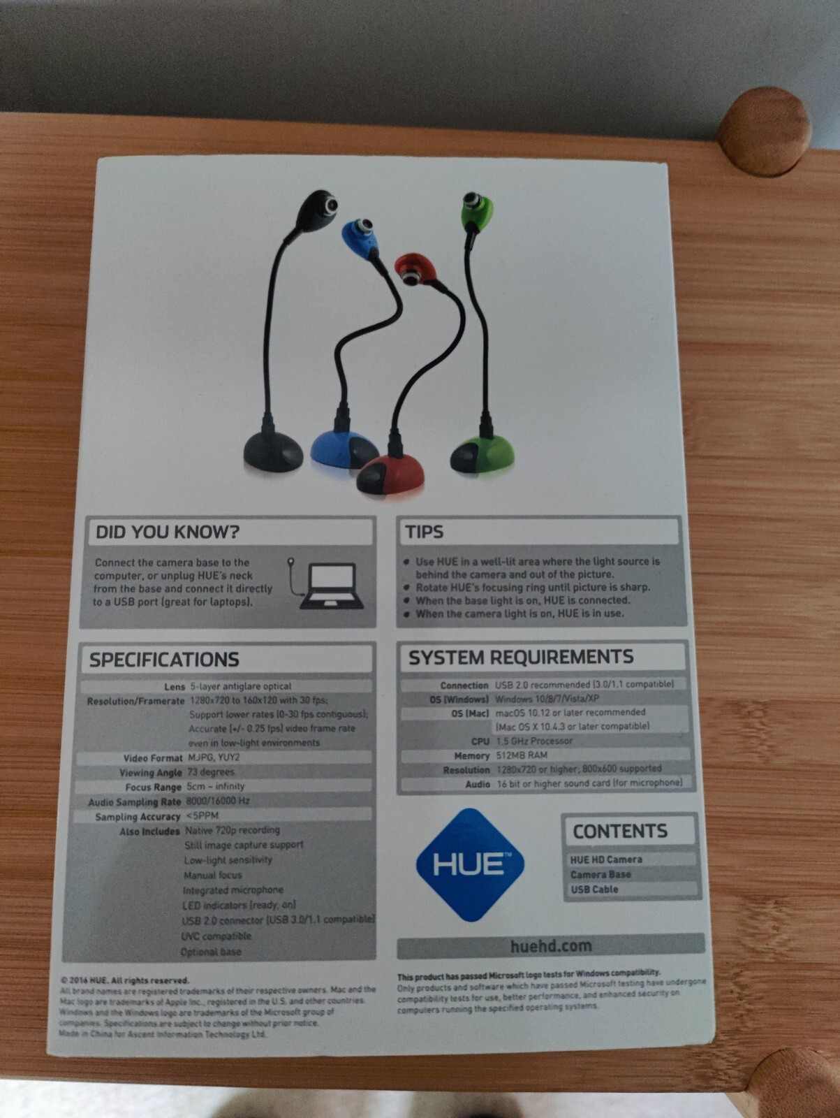 HUE HD USB Camera Visualiser Blue - HD0001 for Windows and Mac for sale ...