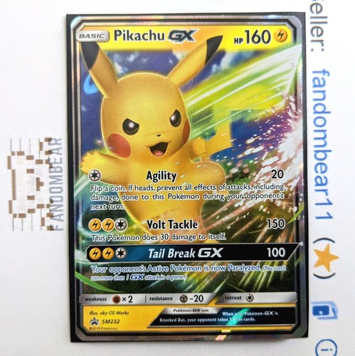 Pikachu GX FULL ART BLACK STAR PROMO card SM232 Sun & Moon Pokemon TCG ...