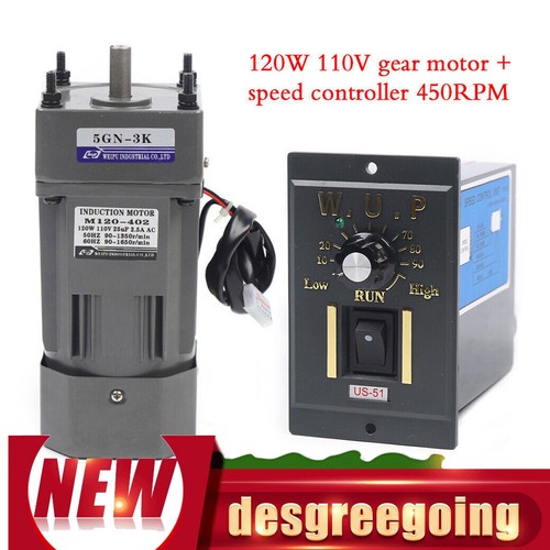 120W 1:3K 110V Reversible AC Gear Motor Electric Motor Variable Speed ...