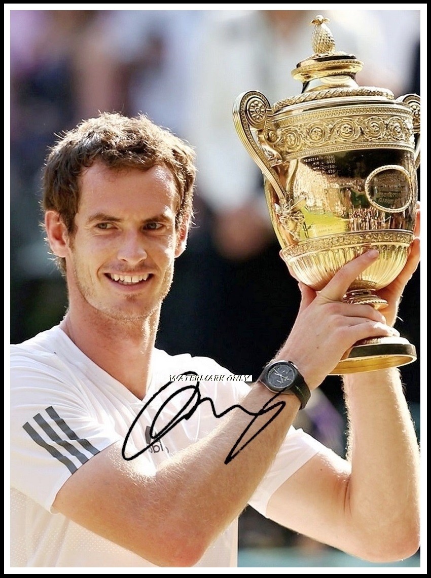 Andy Murray, Autographed, Pure Cotton Canvas Image. Limited Edition (AM ...