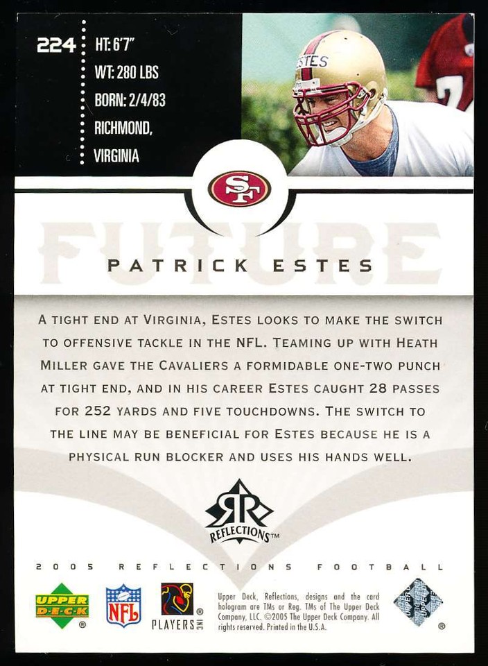 Patrick Estes 2005 Upper Deck Reflections Black Card# 224 RC 22/25 | eBay