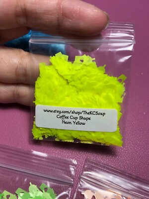 1OZ Solvent Resistant NEON YELLOW COFFEE CUP Shape Glitter Epoxy US ...