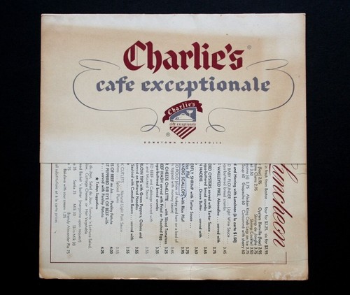 Legendary Charlie's Cafe and Harry's Menus from 1970s Minneapolis | eBay
